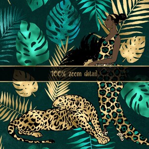 Teal and Gold Leopard Digital Paper, Seamless Leopard Spot Patterns ...