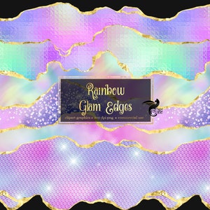 Rainbow Glam Edges Clipart - Seamless Glitter and Foil Metallic Luxury ...