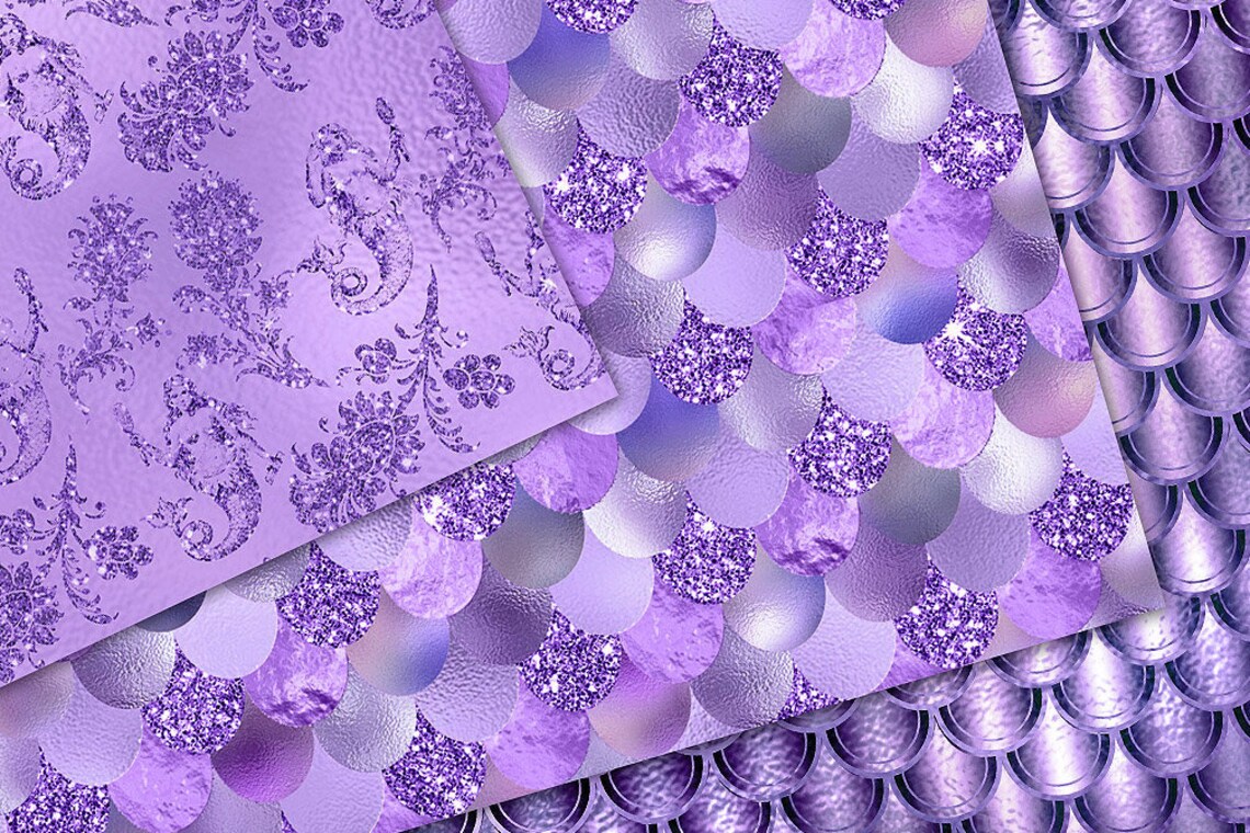 Purple Mermaid Digital Paper Mermaid Scales Lavender Mermaid | Etsy