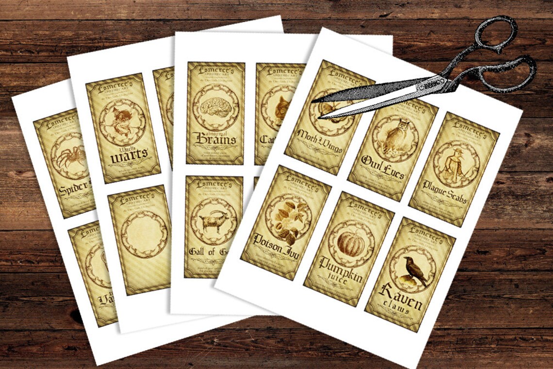 Halloween Apothecary Labels Magic Potion Ingredient Labels - Etsy UK