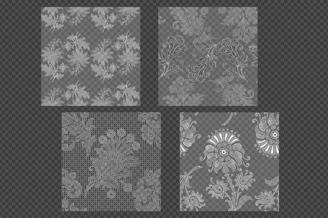 White Floral Lace Overlays Seamless Shabby Lace Patterns in | Etsy