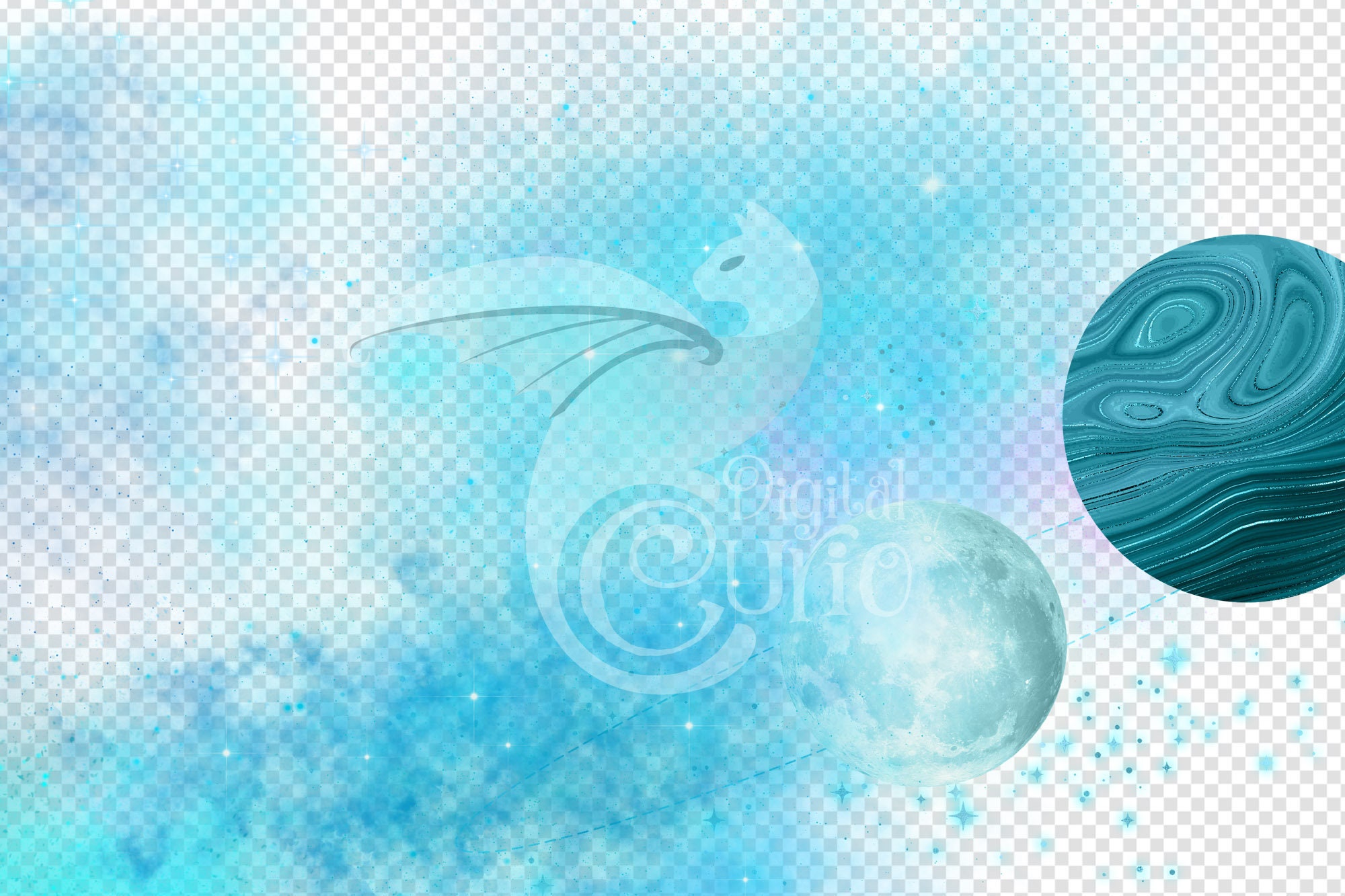 Cyan Galaxy Clipart - Magic Dust Cloud Overlays Instant Download for ...