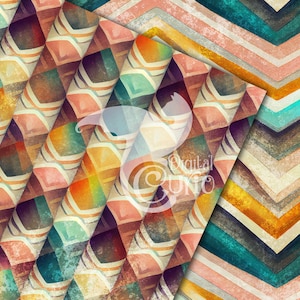 Retro Rainbow Grunge Digital Paper, Seamless Printable Scrapbook Paper ...