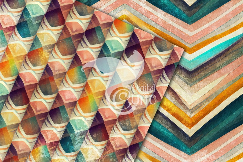 Retro Rainbow Grunge Digital Paper Seamless Printable - Etsy