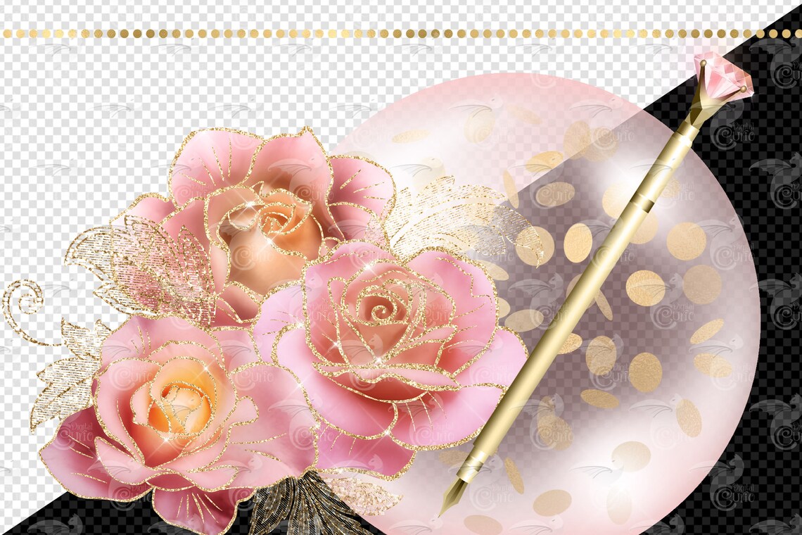 Pink and Gold Glam Balloons Clipart Digital Clip Art - Etsy