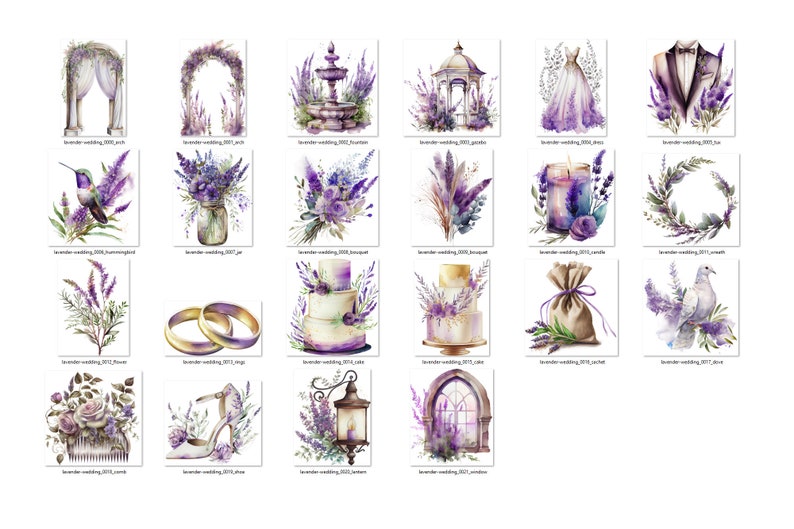 Watercolor Lavender Wedding Clipart Provence French Floral - Etsy
