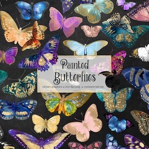 Painted Butterflies Clipart Gold Foil Butterfly Clipart - Etsy