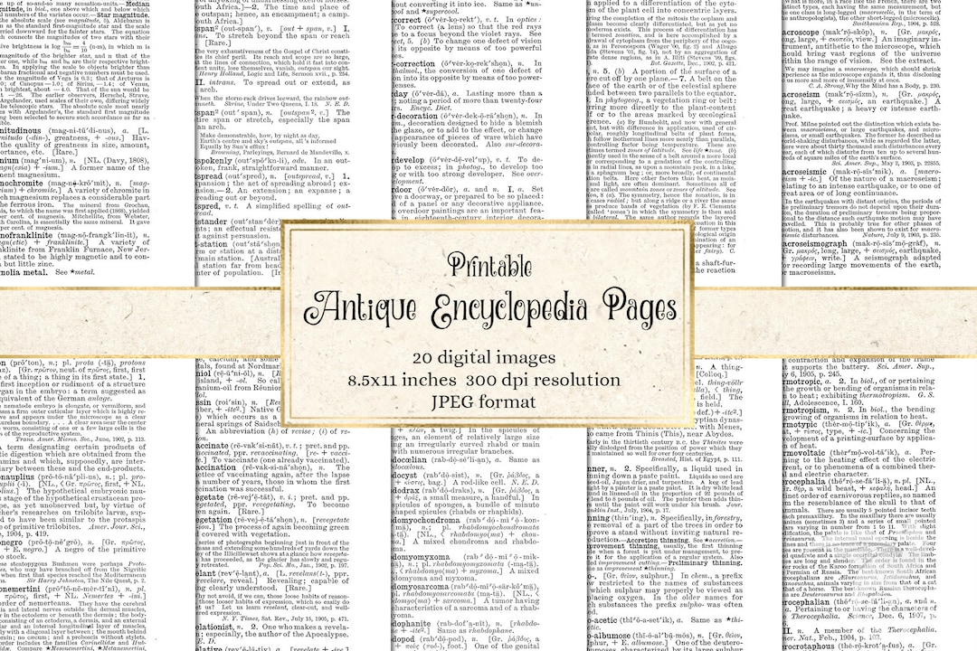Antique Encyclopedia Pages – Vintage Dictionary Backgrounds (digital ...