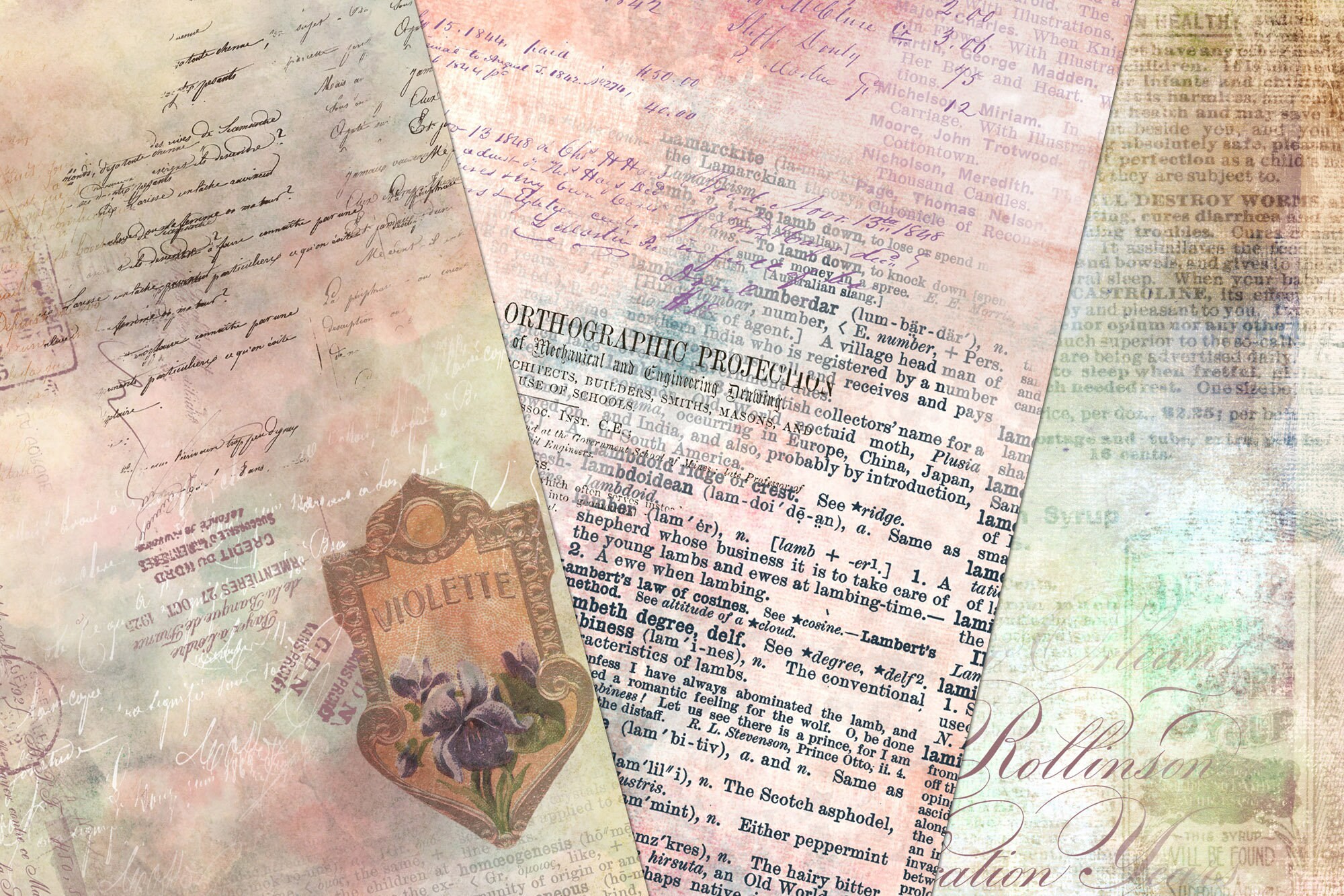 Antique Text Digital Paper Paper Vintage Textures With - Etsy