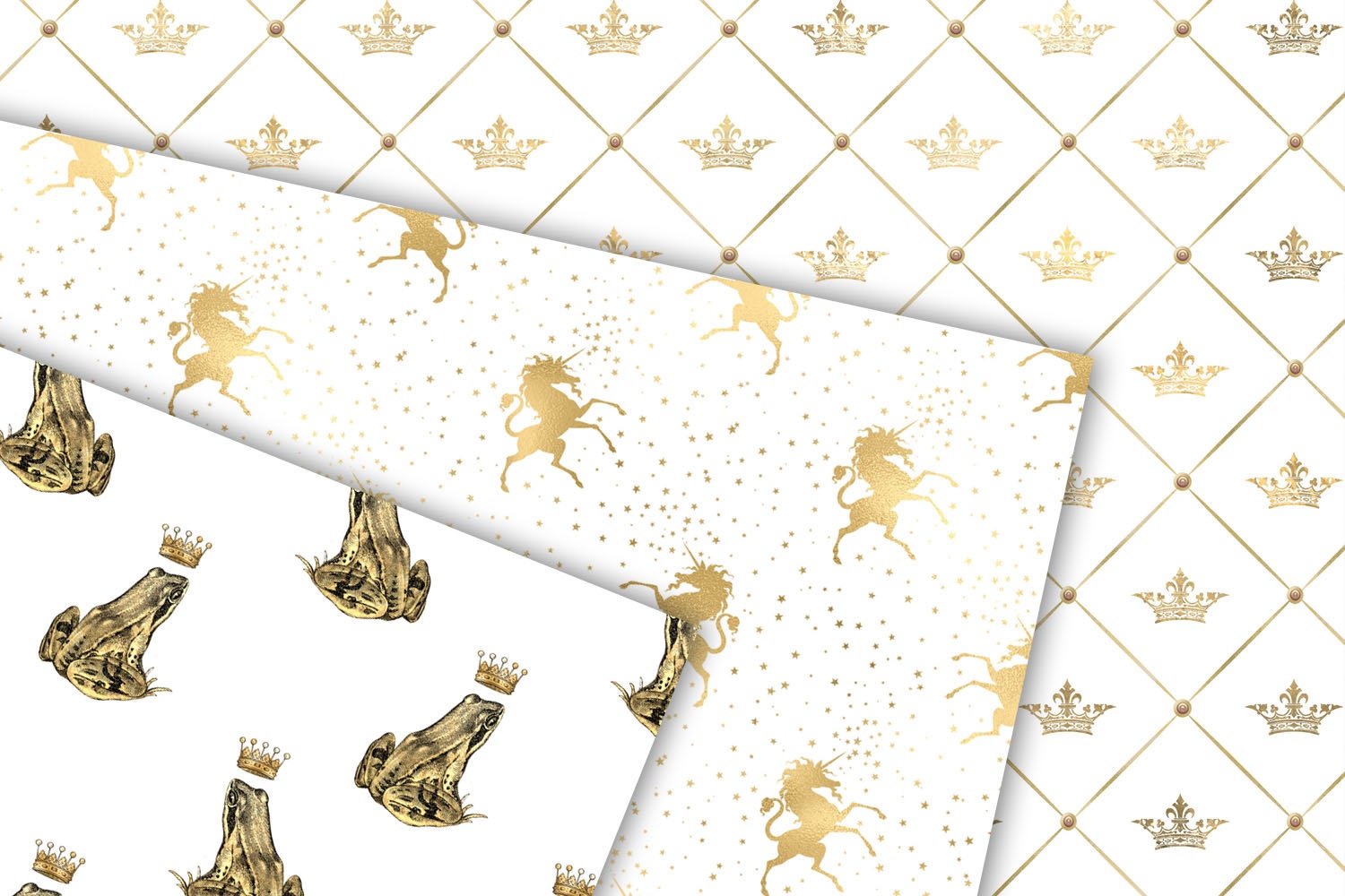 White and Gold Princess Digital Paper Seamless Fairy Princess | Etsy