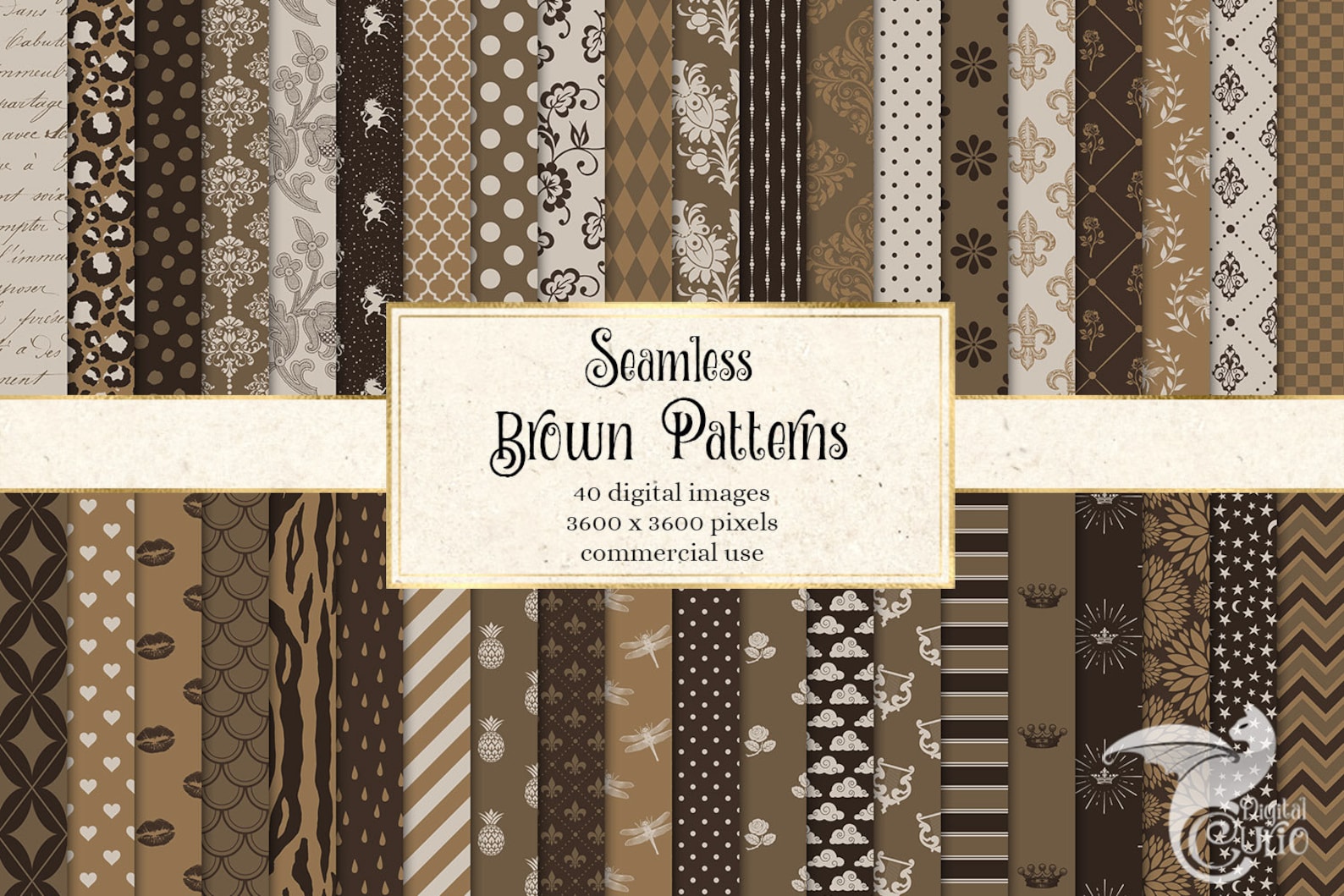 Brown Pattern Digital Paper, 40 Seamless Jpgs, Scrapbooking (digital ...
