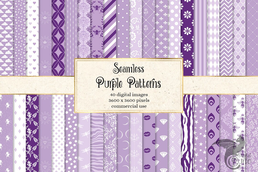 Purple Digital Paper, 40 Purple Patterns in Seamless Format for ...