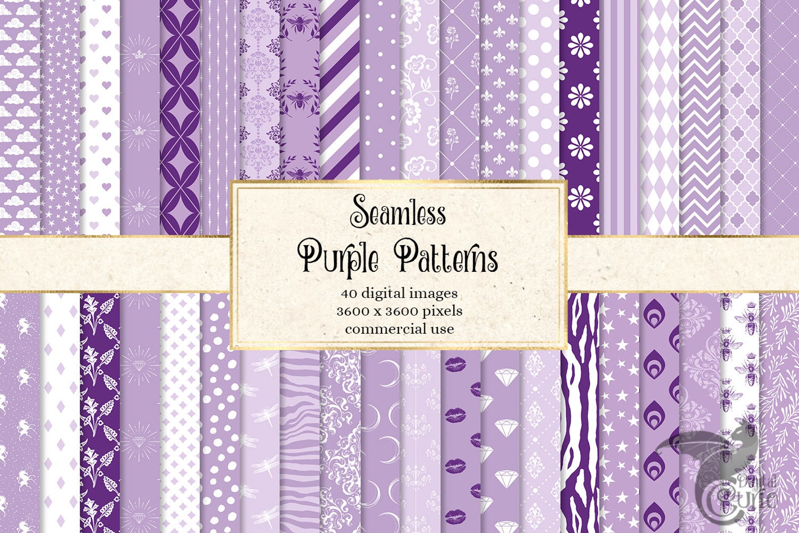 Purple Digital Paper 40 purple patterns in seamless format | Etsy