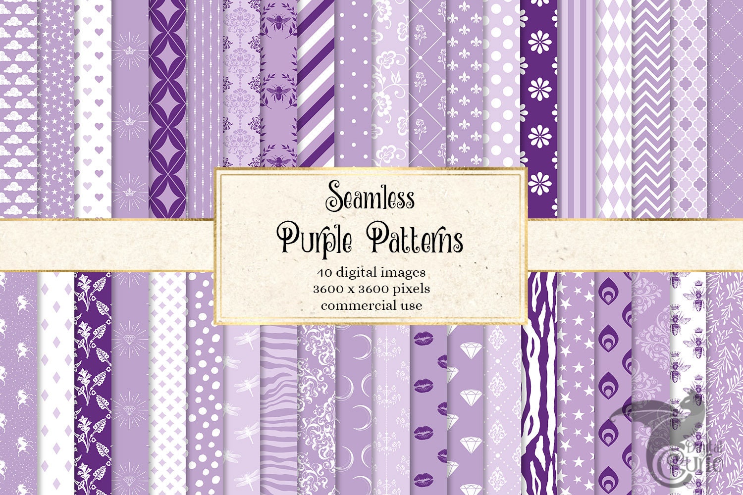 Kits & How To Paper, Party & Kids Digital Download Purple and Gold Foil ...
