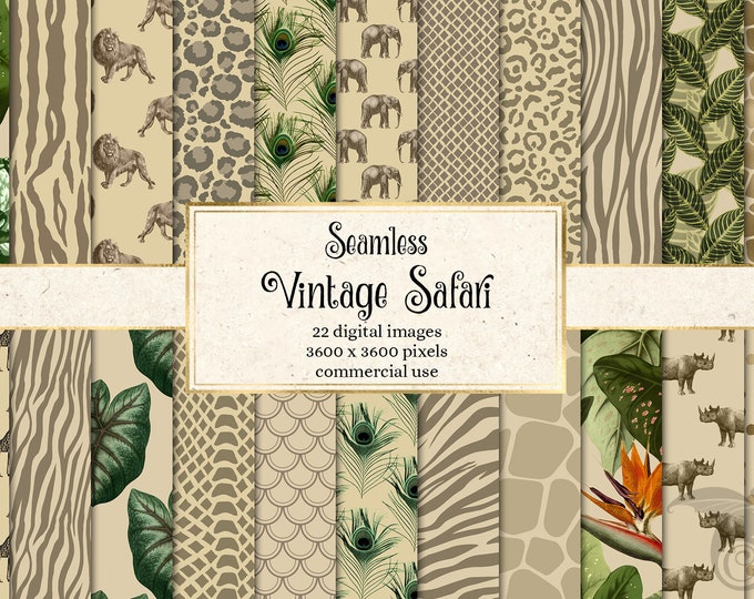 Vintage Safari Digital Paper Seamless Textures and African - Etsy