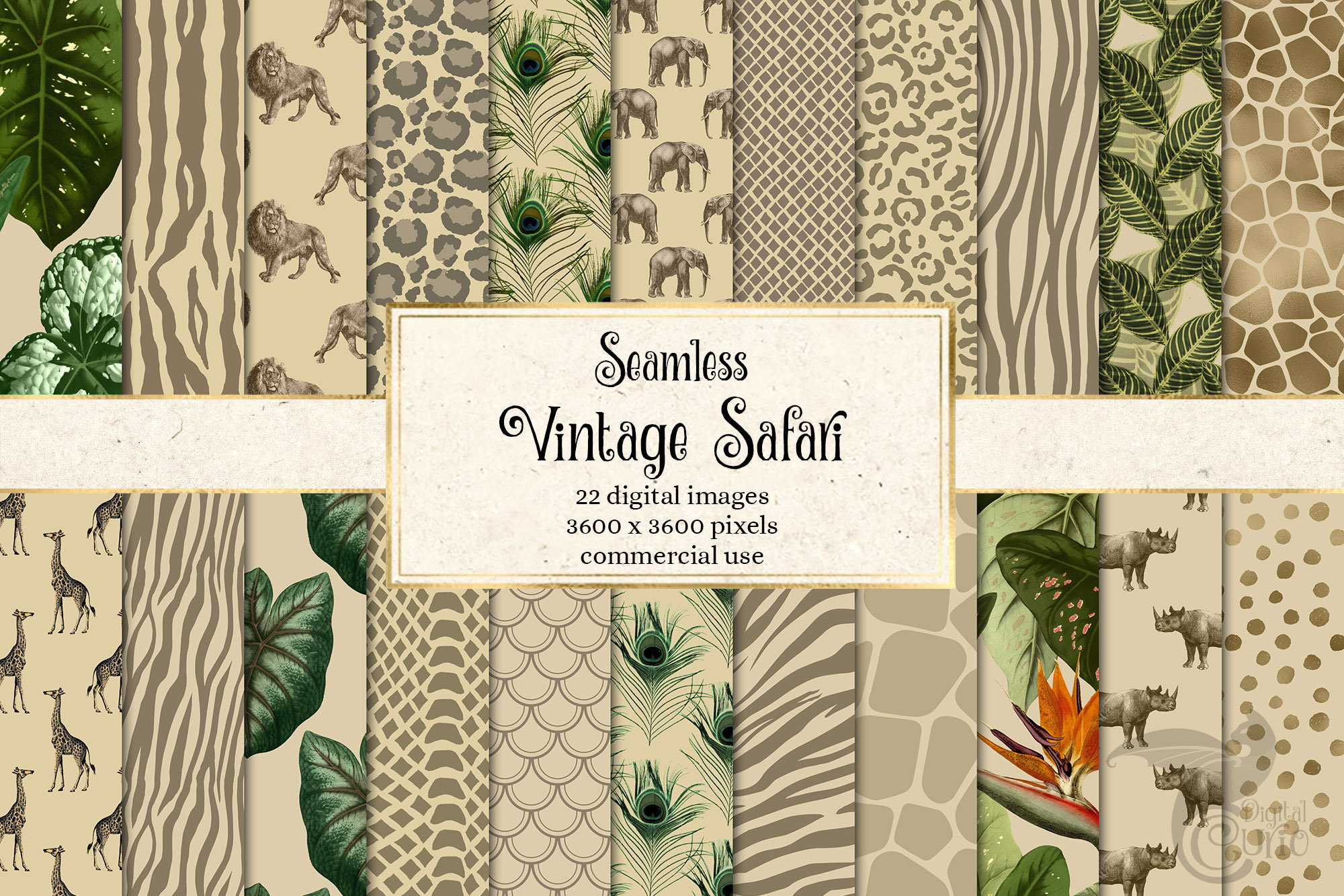 Vintage Safari Digital Paper Seamless Textures and African - Etsy