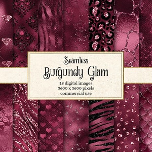 Burgundy Glam Digital Paper, Seamless Red Luxury Sequin Foil Glitter ...