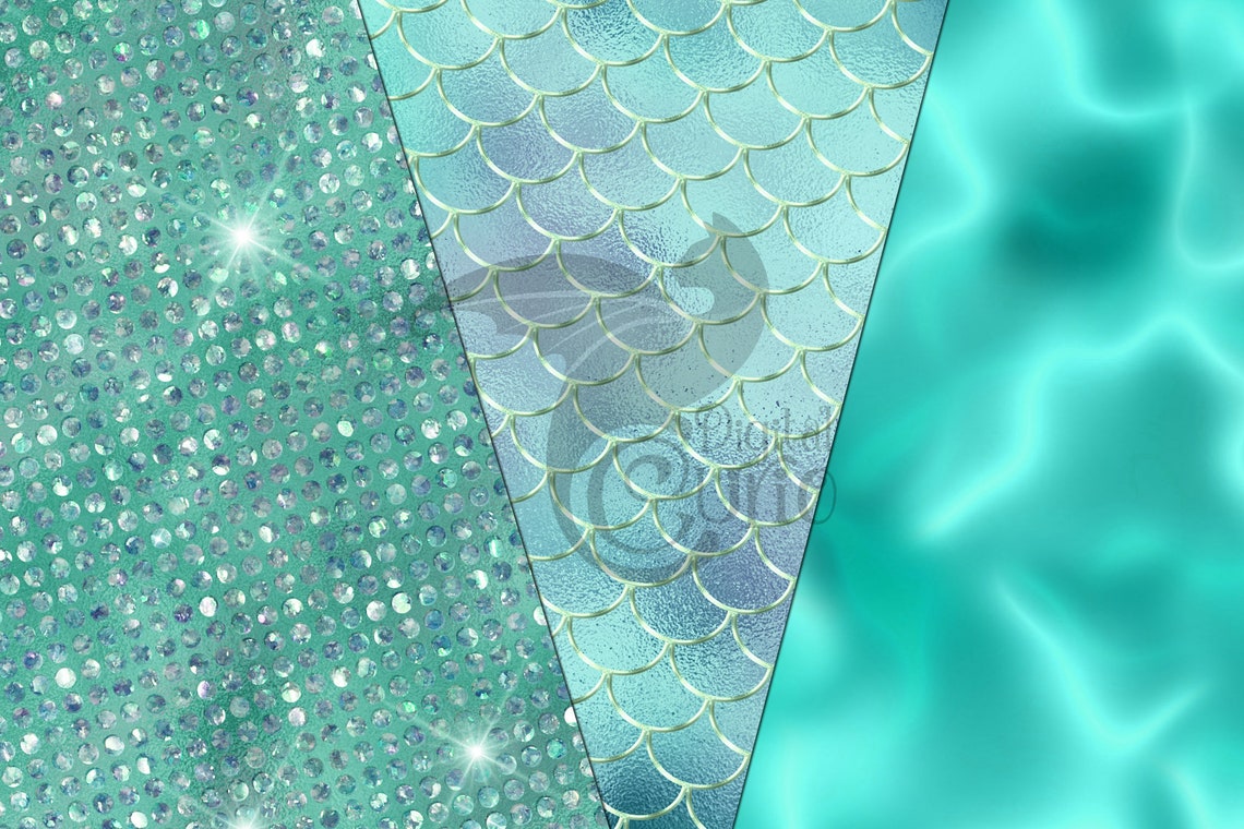 Sea Glass Digital Paper Seamless Mermaid Seafoam Foil and - Etsy