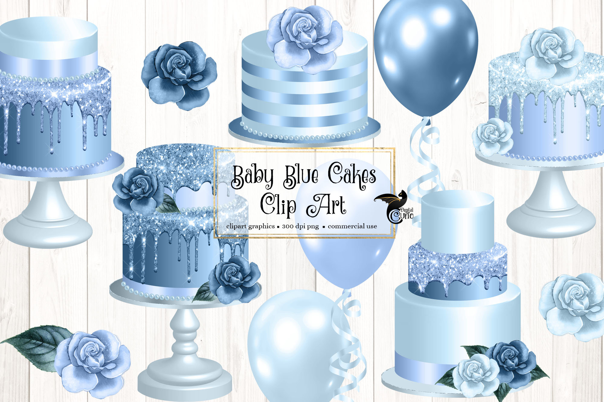 Baby Blue And Silver Wedding Cakes
