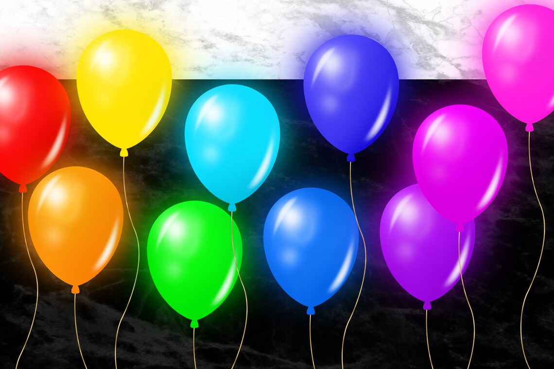 Neon Balloons Clipart party clip art balloons in single and | Etsy