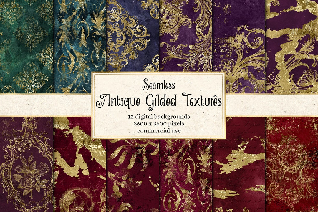 Antique Gilded Textures - Vintage Distressed Seamless Backgrounds With ...
