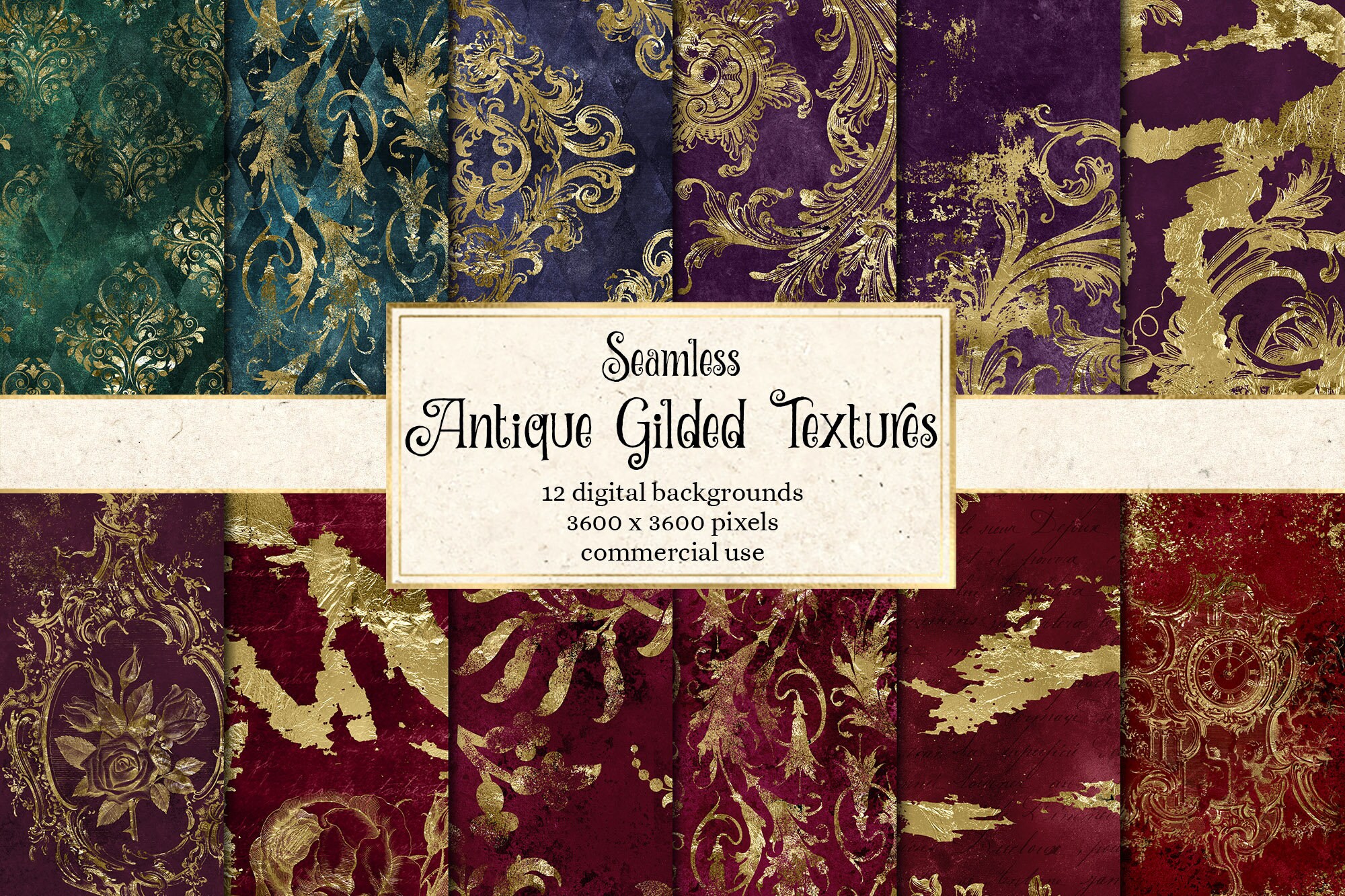 Antique Gilded Textures Vintage Distressed Seamless | Etsy