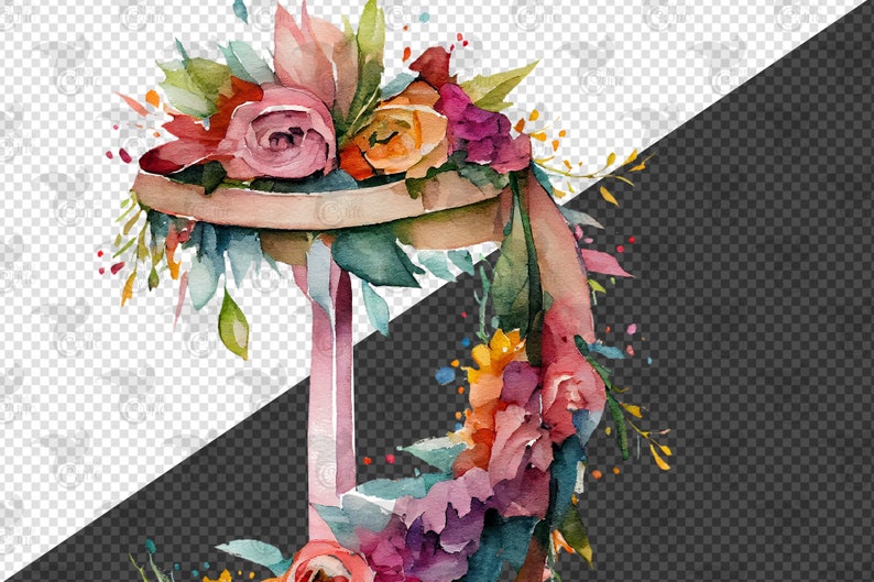 Watercolor Maypole Clipart – Floral Spring Designs (PNG, Digital ...