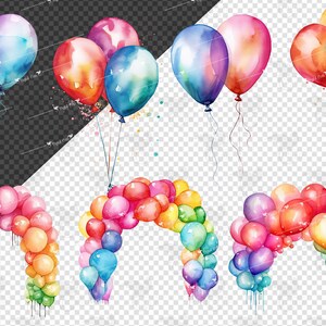 Watercolor Rainbow Balloons Clipart, PNG Clip Art Graphics Instant ...
