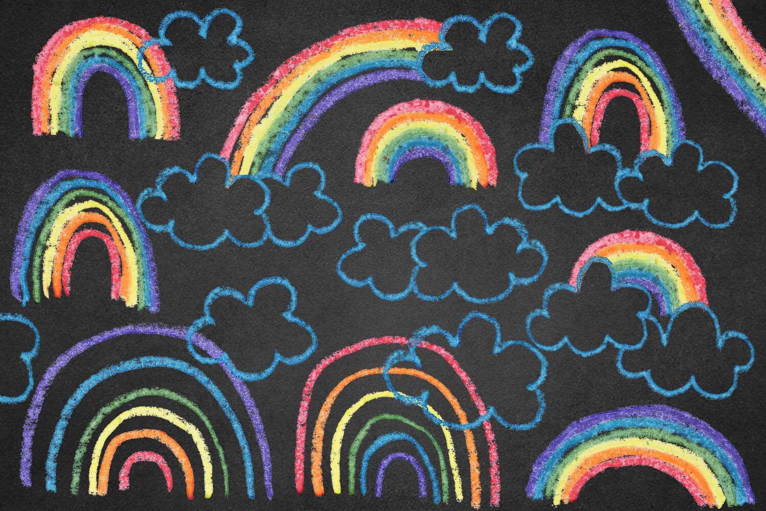 Crayon Rainbow Clipart Hand Drawn PNG Doodles in Rainbow - Etsy Canada