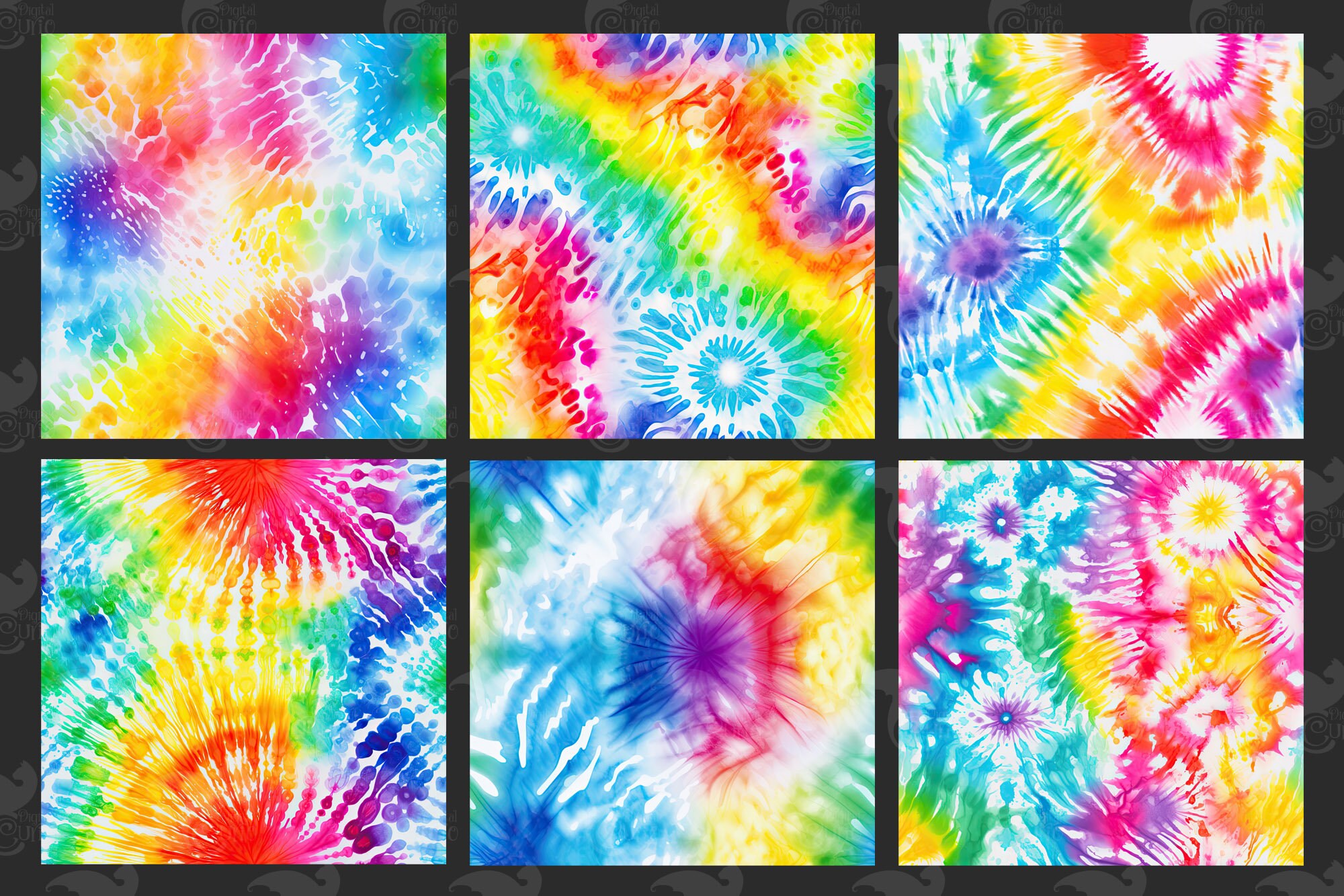 Rainbow Tie Dye Digital Paper, Seamless Printable Textures (JPEG) - Etsy