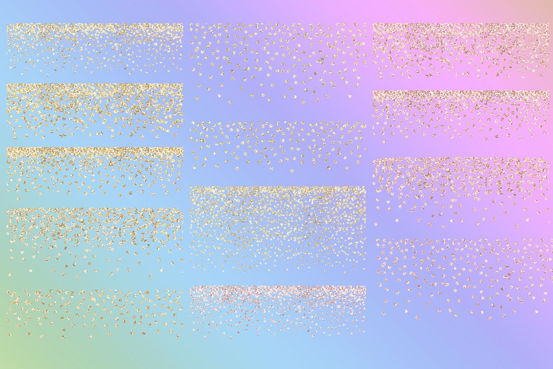 Glitter Confetti Clipart – Rose Gold & Silver Overlays (digital ...