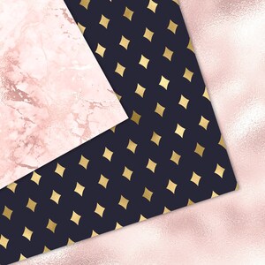 Delicate Blush Digital Paper, Seamless Blush Pink and Navy Blue ...