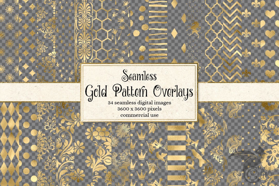 Gold Foil Pattern Overlays, Digital Paper Embellishments (PNG) - Etsy