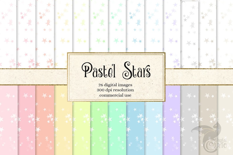 Pastel Stars Digital Paper Star Digital Paper Starry Sky | Etsy