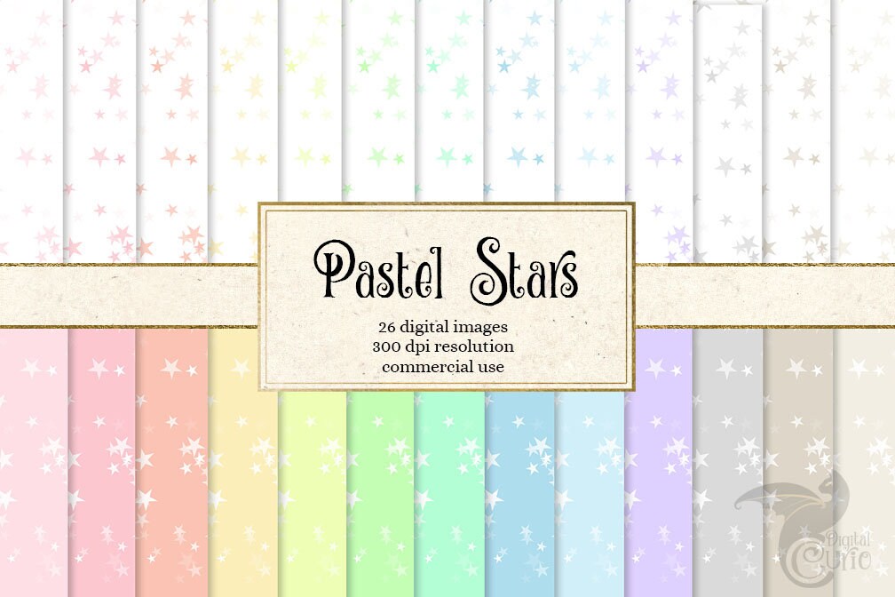 Pastel Stars Digital Paper star digital paper starry sky | Etsy