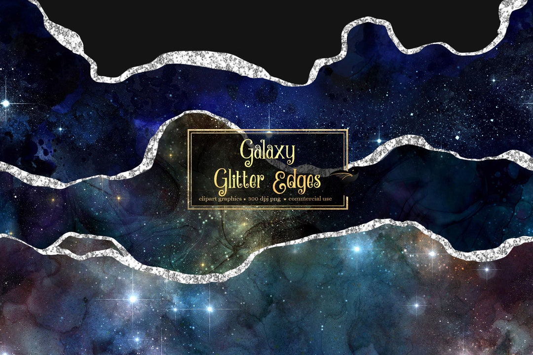 Galaxy Edges Clipart - Seamless Glitter Agate Borders in Png Format for ...