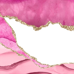 Pink Gold Agate Borders, Watercolor PNG Overlays (digital Download) - Etsy
