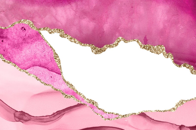 Pink Gold Agate Borders, Watercolor PNG Overlays (digital Download) - Etsy