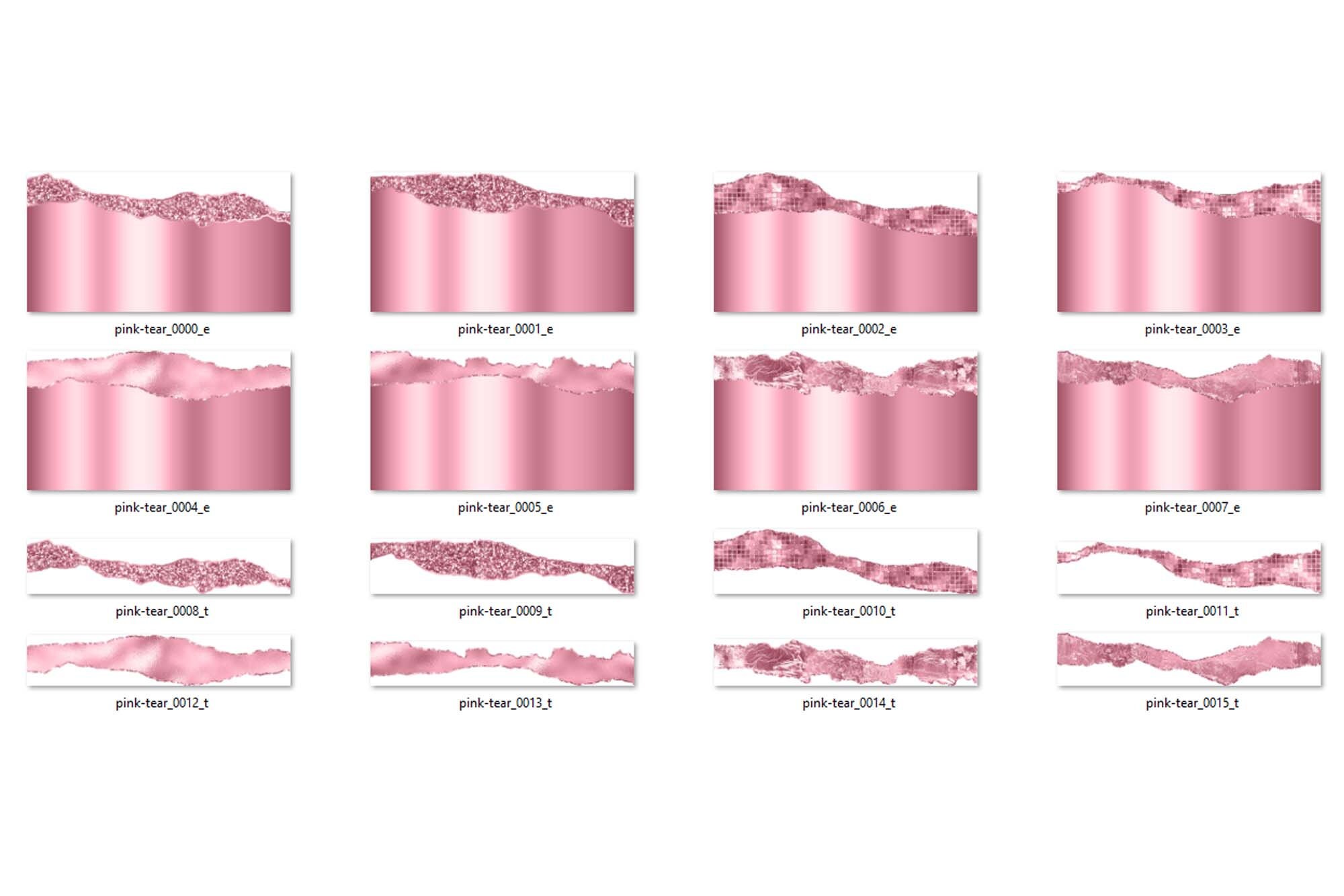 Pink Glitter Clipart – Glam Metallic Edge Borders (PNG, Commercial Use ...