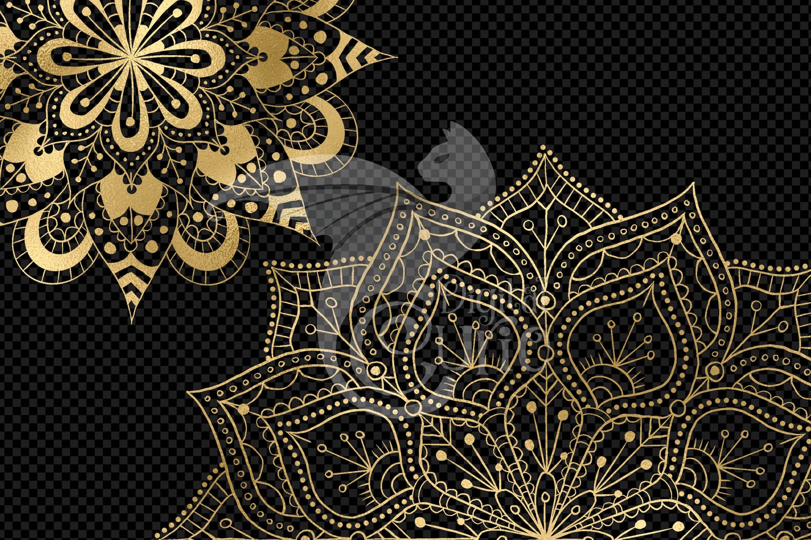 Gold Mandala Clipart – Shimmering PNG Graphics (digital Download) - Etsy