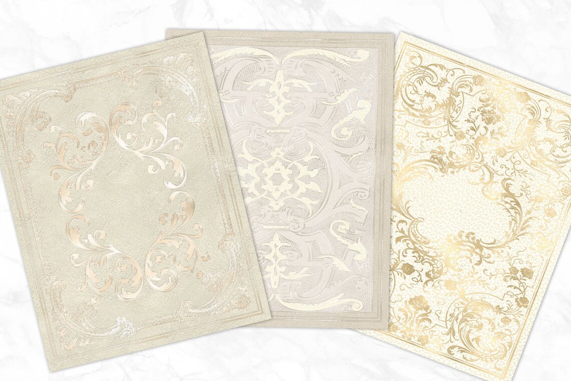 Gilded White Book Covers, Printable Journal Pages (digital Sheets) - Etsy