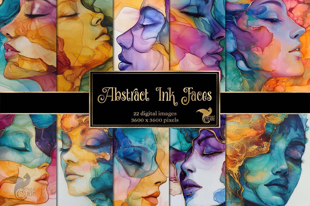 Abstract Ink Faces Digital Paper - Alcohol Ink Textures, Printable ...