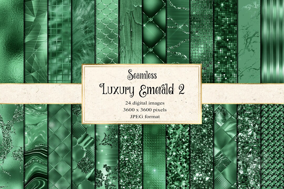 Luxury Emerald Digital Paper, Seamless Green Textures With Glitter and ...