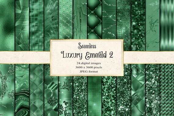 Luxury Emerald Digital Paper Seamless Green Textures With - Etsy
