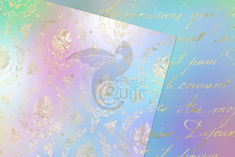 Unicorn Pastel Digital Paper Seamless Rainbow and Gold - Etsy