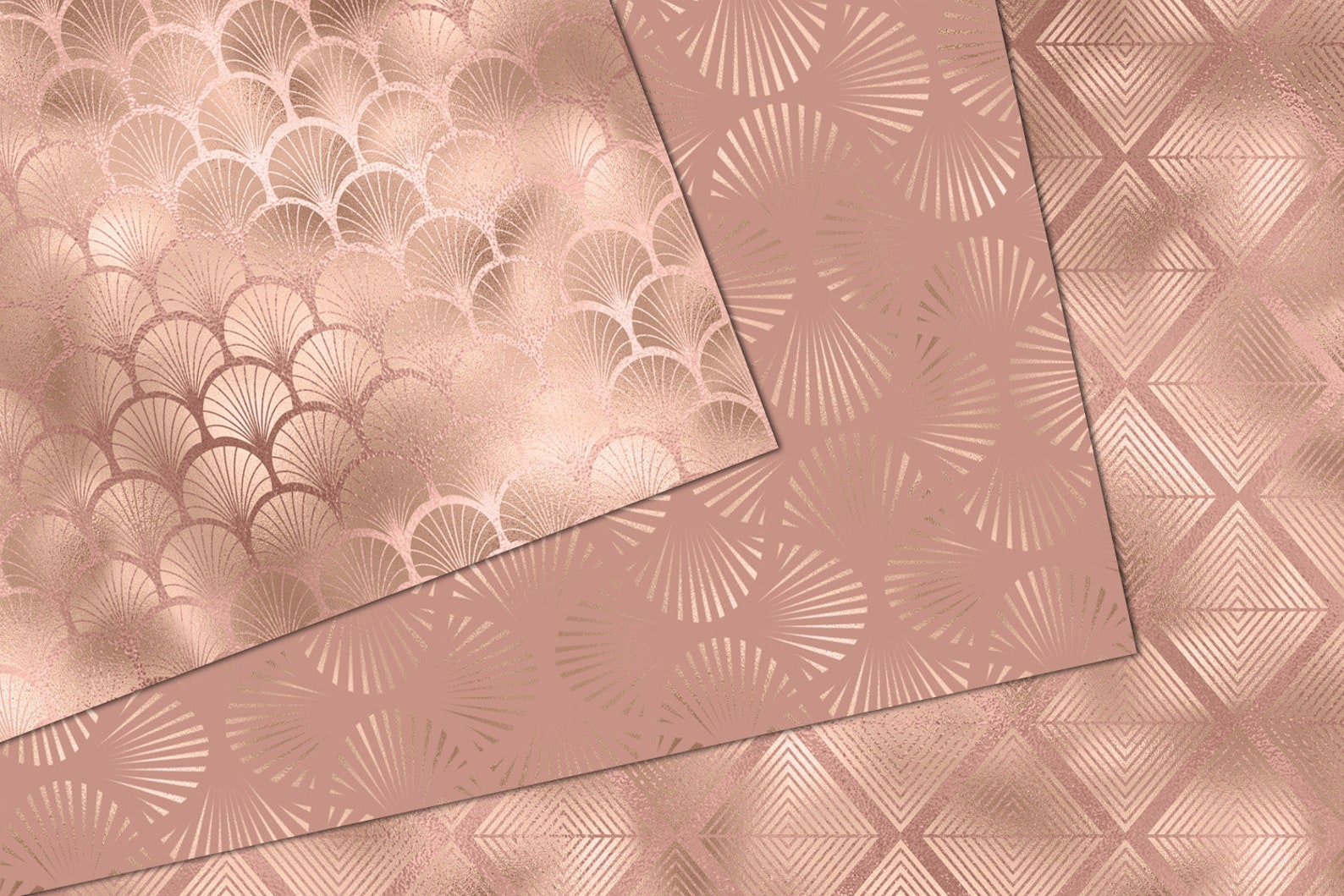 Rose Gold Art Deco Digital Paper, Seamless Patterns (digital Download ...