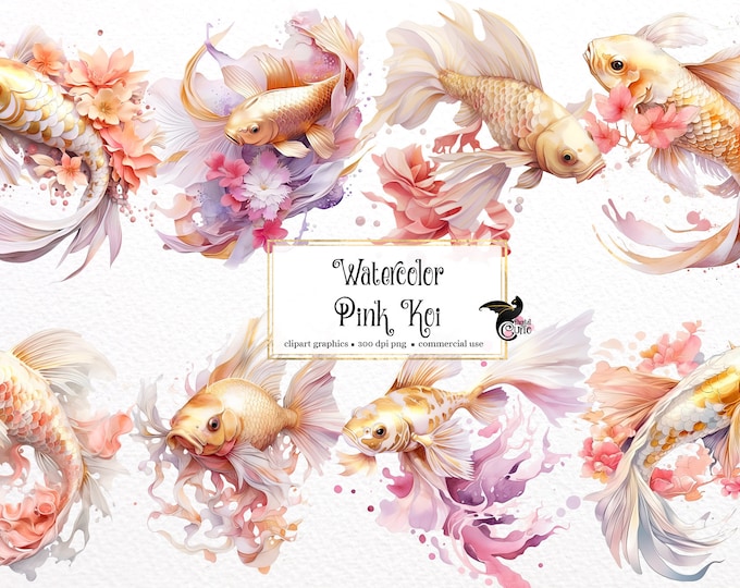Koi Fish Clipart - Watercolor Japanese Carp Art, Tropical Fish Jpgs ...