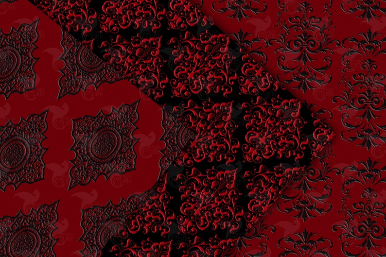 Red and Black Damask Digital Paper Gothic Digital Paper - Etsy