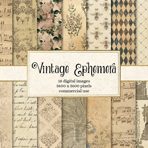 Vintage Ephemera Digital Paper Antique Digital Ephemera - Etsy