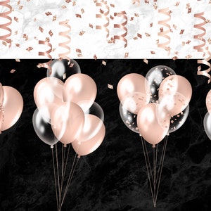Rose Gold Balloons Clipart - Party Clip Art Balloons and Spiral ...